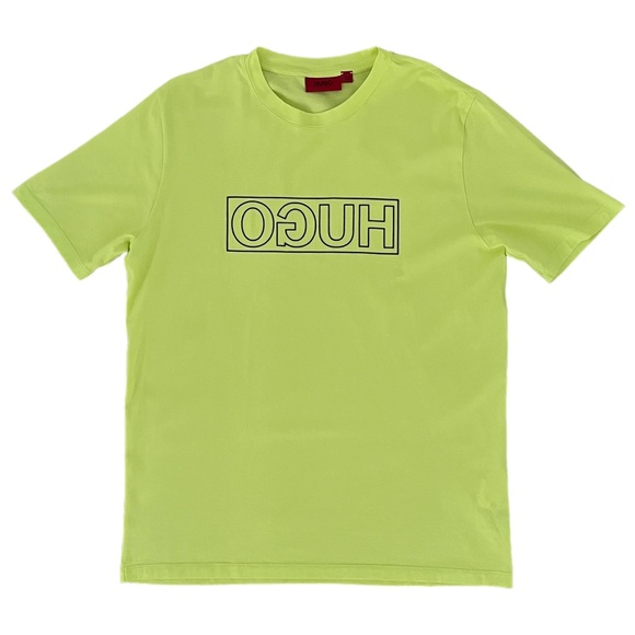 HUGO | Shirts | Hugo Bright Yellow Reverse Logo Oversized Tshirt New ...